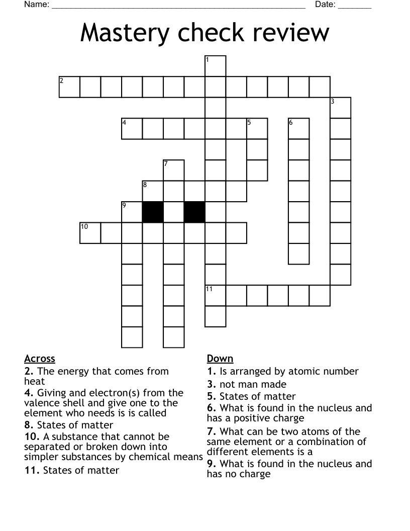 Mastery check review Crossword - WordMint