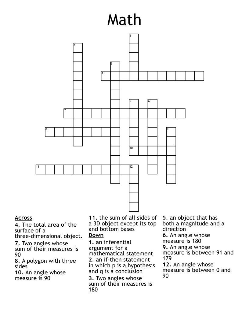 Math Crossword - WordMint