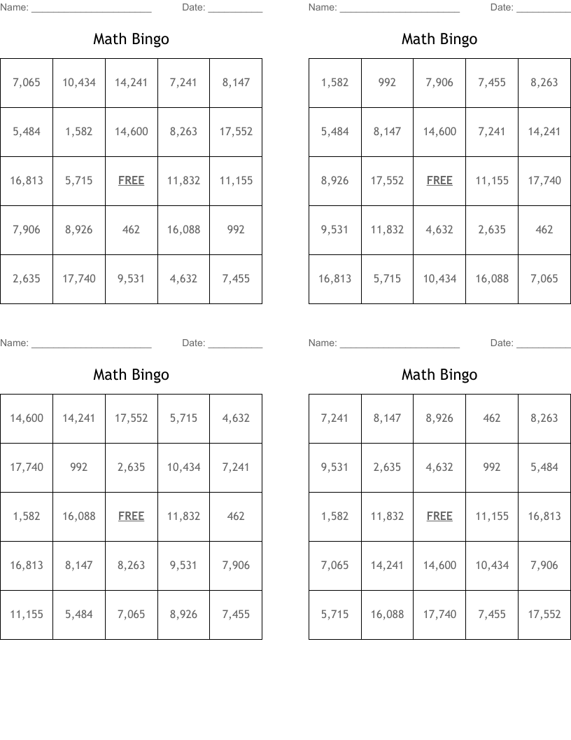 Math Bingo - WordMint