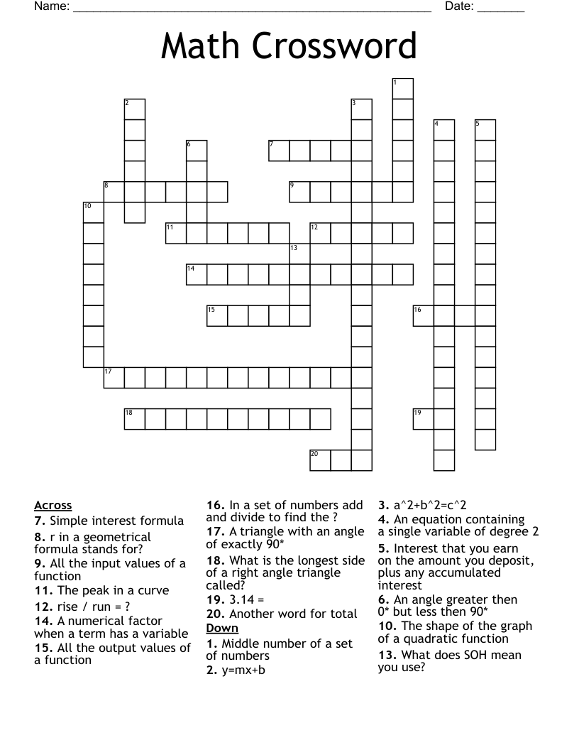 Math Crossword WordMint
