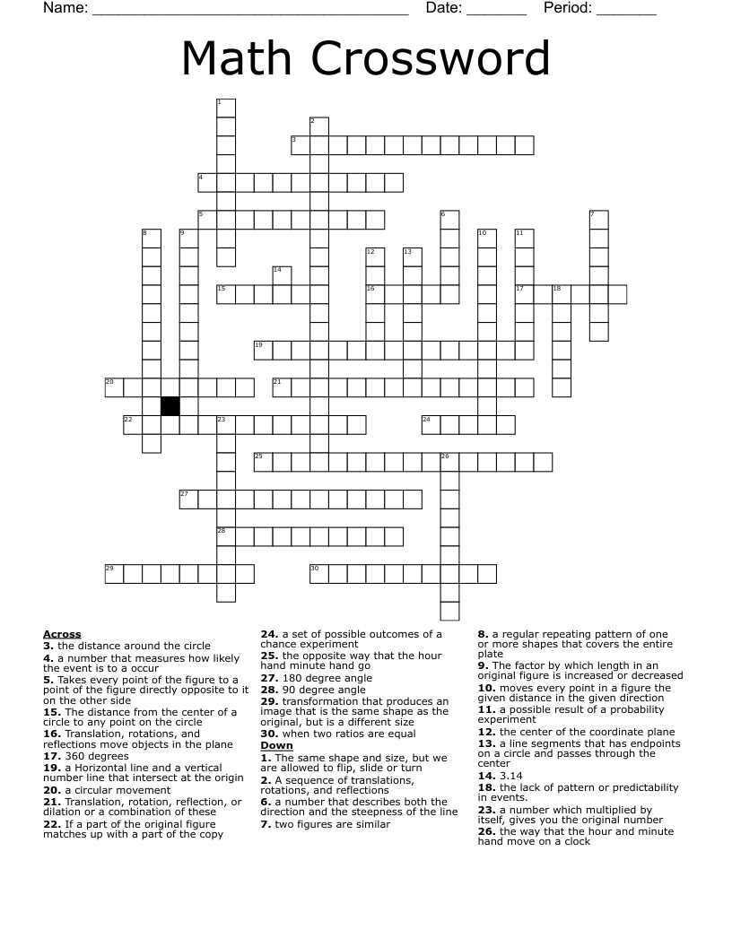 Math Crossword - WordMint