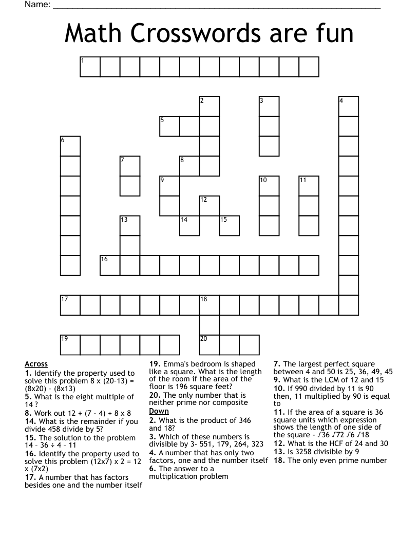 Math Crosswords are fun - WordMint