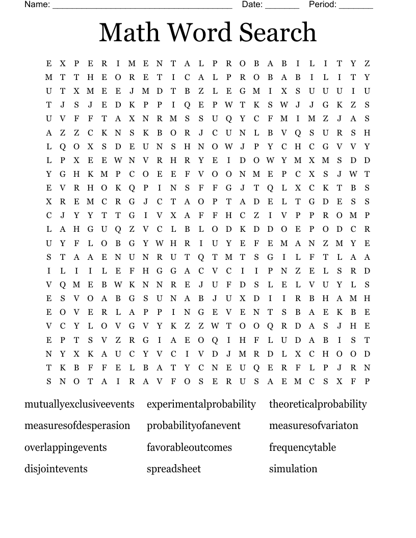 Math Word Search - WordMint