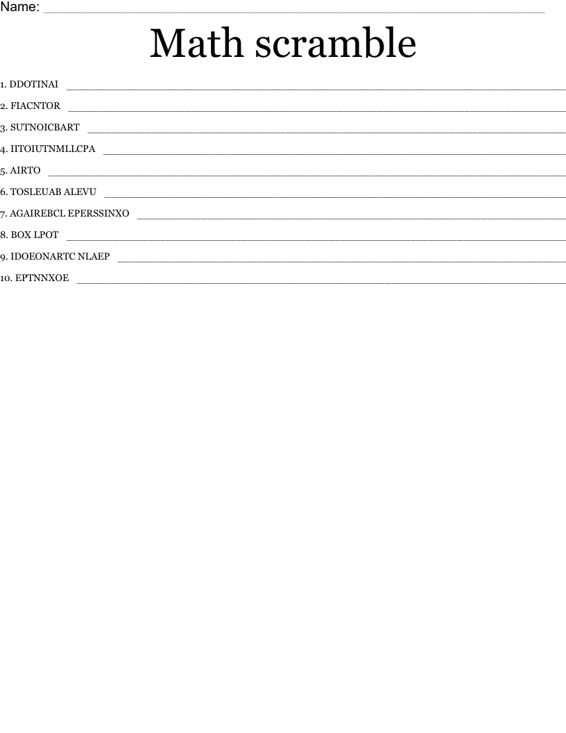Math scramble - WordMint