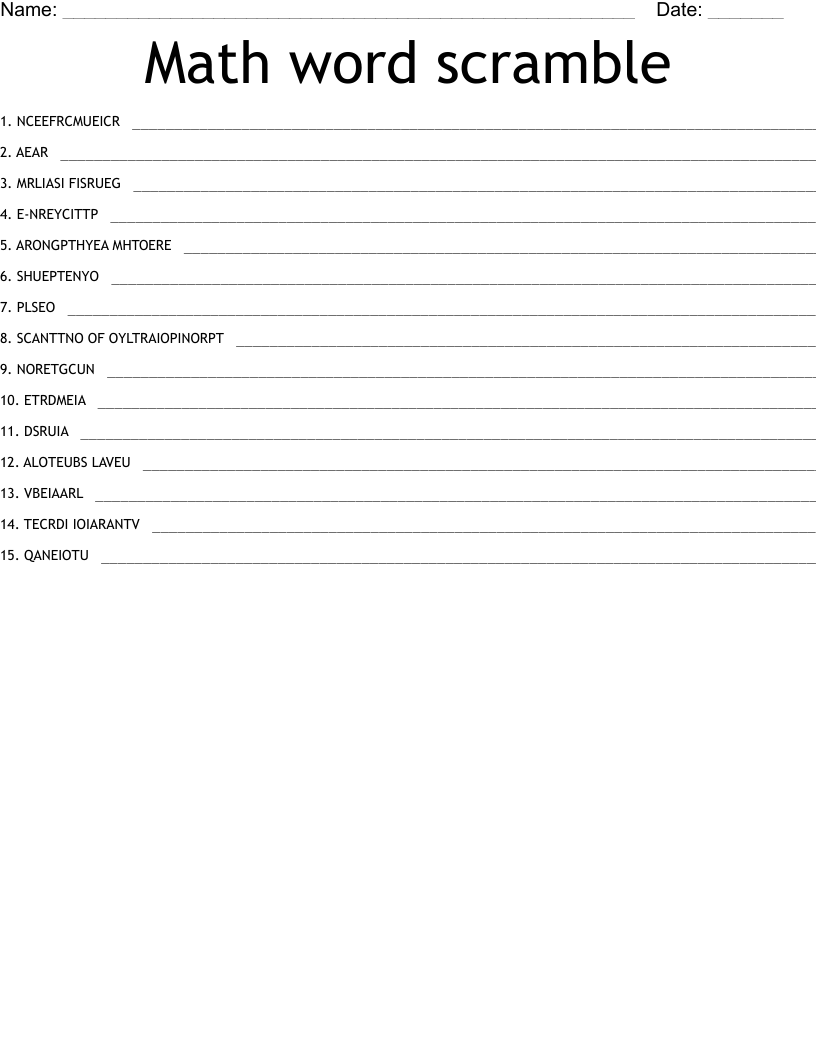 Math word scramble - WordMint