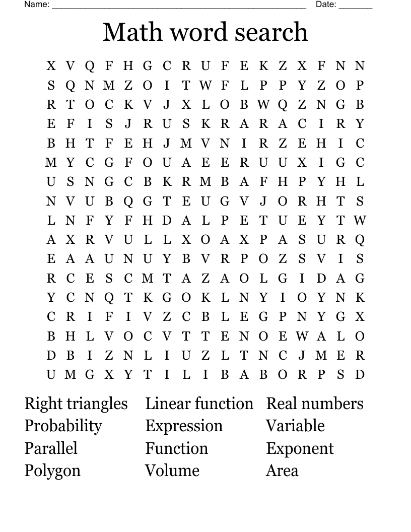 Math word search - WordMint