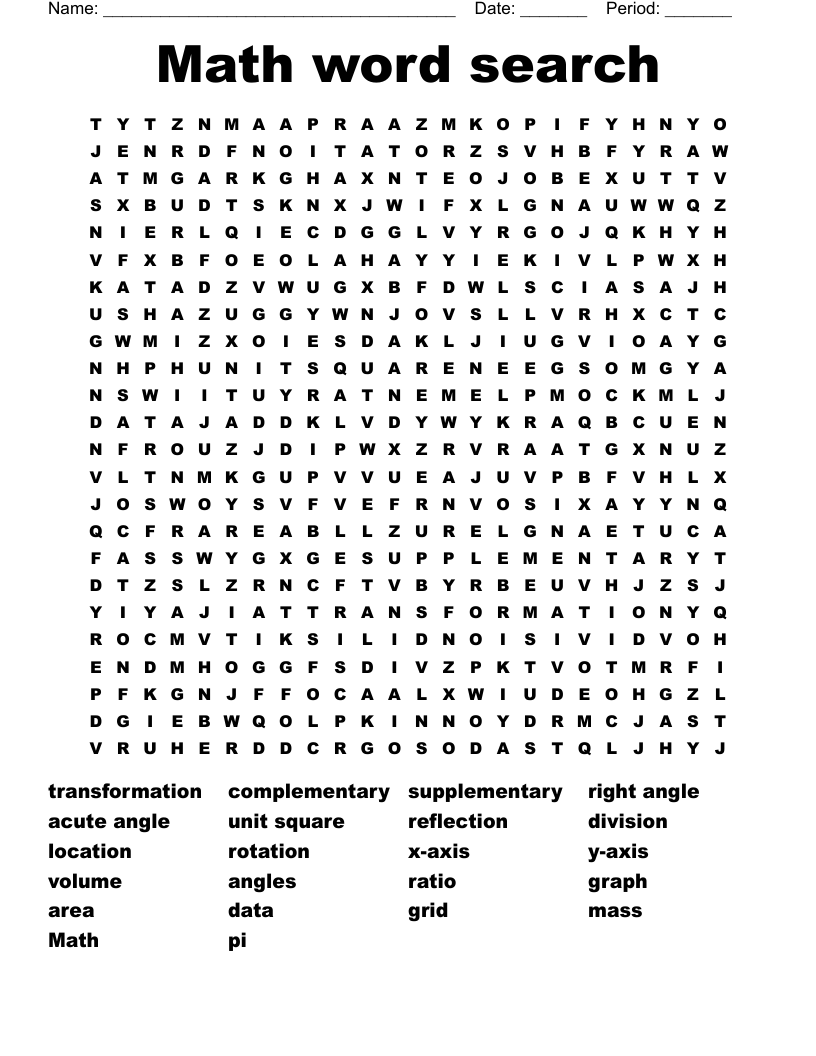 Math word search - WordMint