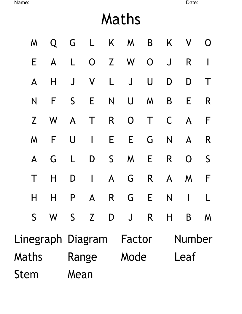 Maths Word Search - WordMint
