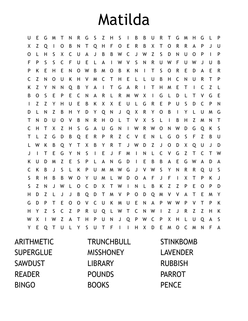 Matilda Word Search - WordMint