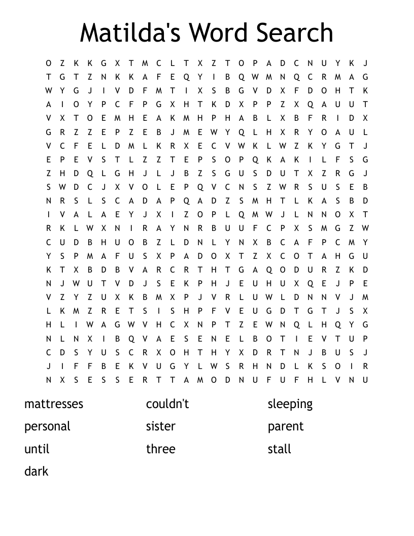 Matilda's Word Search - WordMint