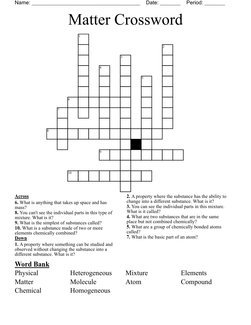 Matter Crossword - WordMint