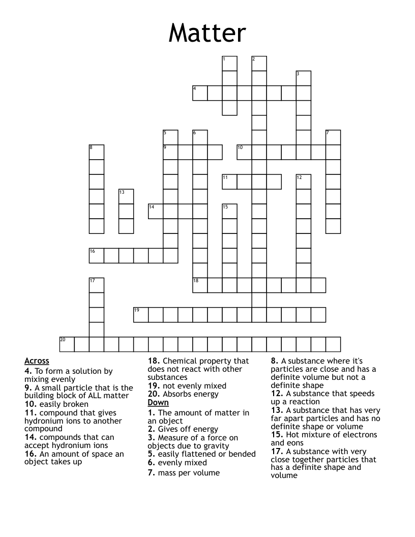 Matter Crossword - WordMint
