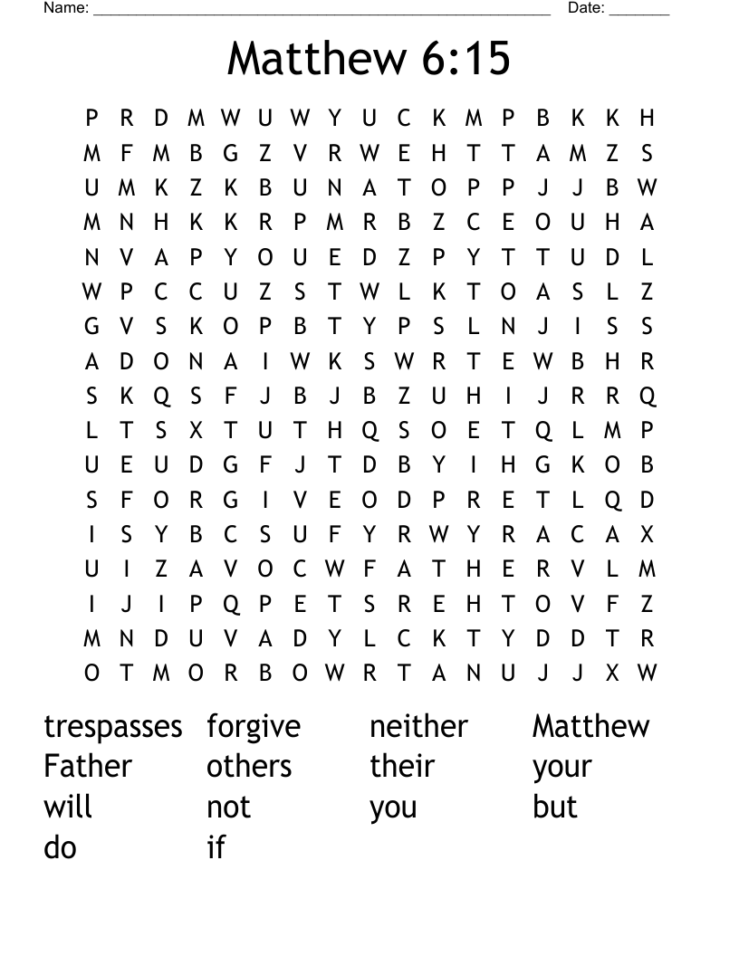 Matthew 6:15 Word Search - WordMint