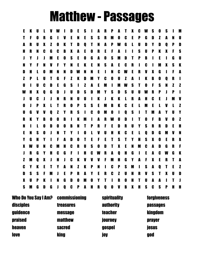 Matthew - Passages Word Search - WordMint