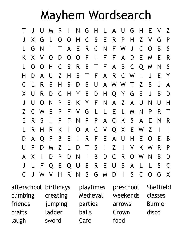 Mayhem Wordsearch - WordMint