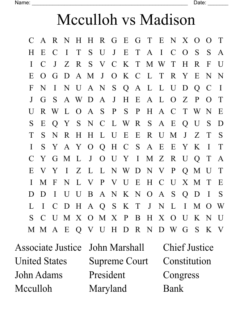 Mcculloh vs Madison Word Search - WordMint