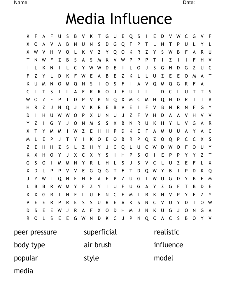 Media Influence Word Search - WordMint