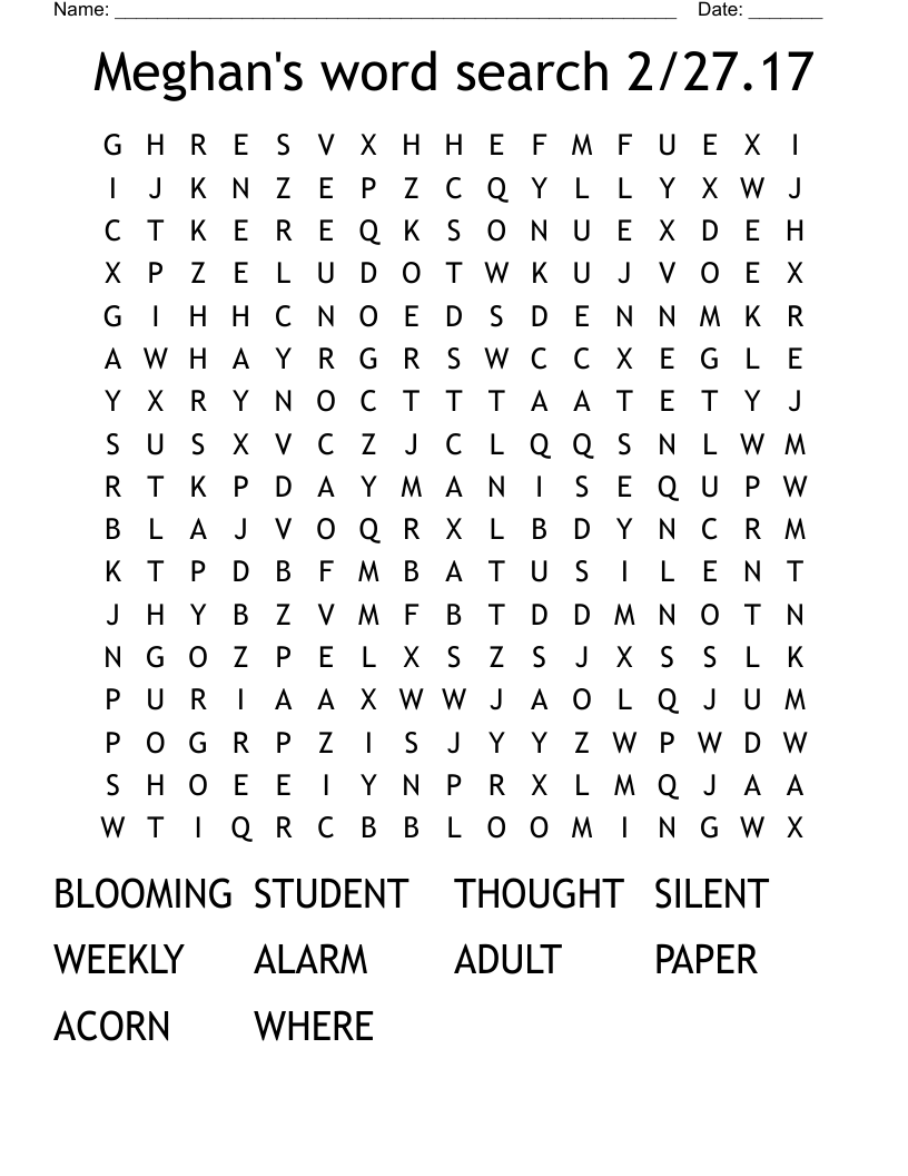 Meghan's word search 2/27.17 - WordMint