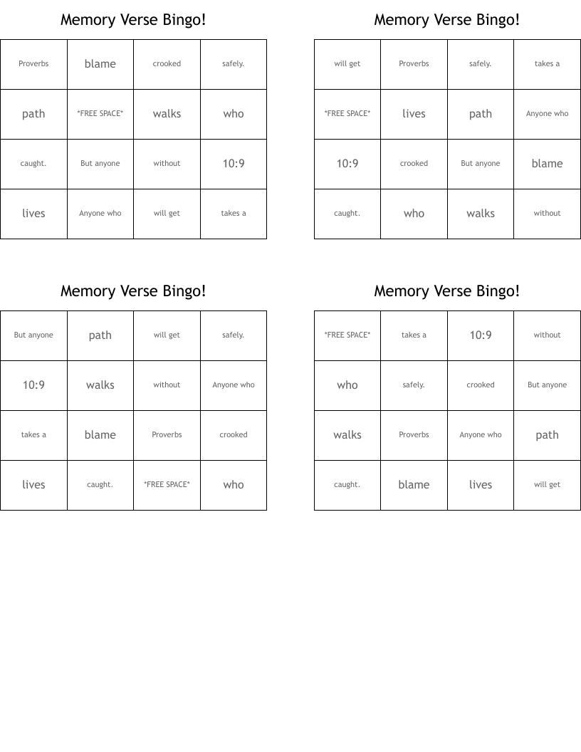 Memory Verse Bingo! - WordMint