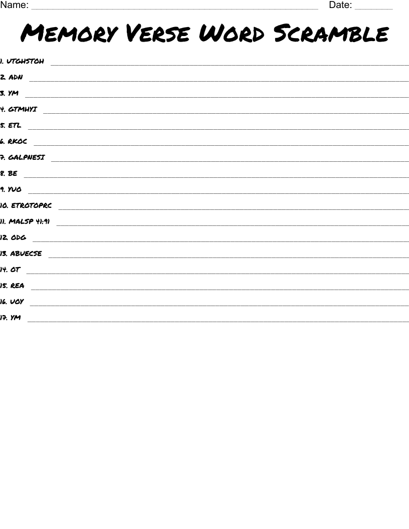 Memory Verse Word Scramble - WordMint