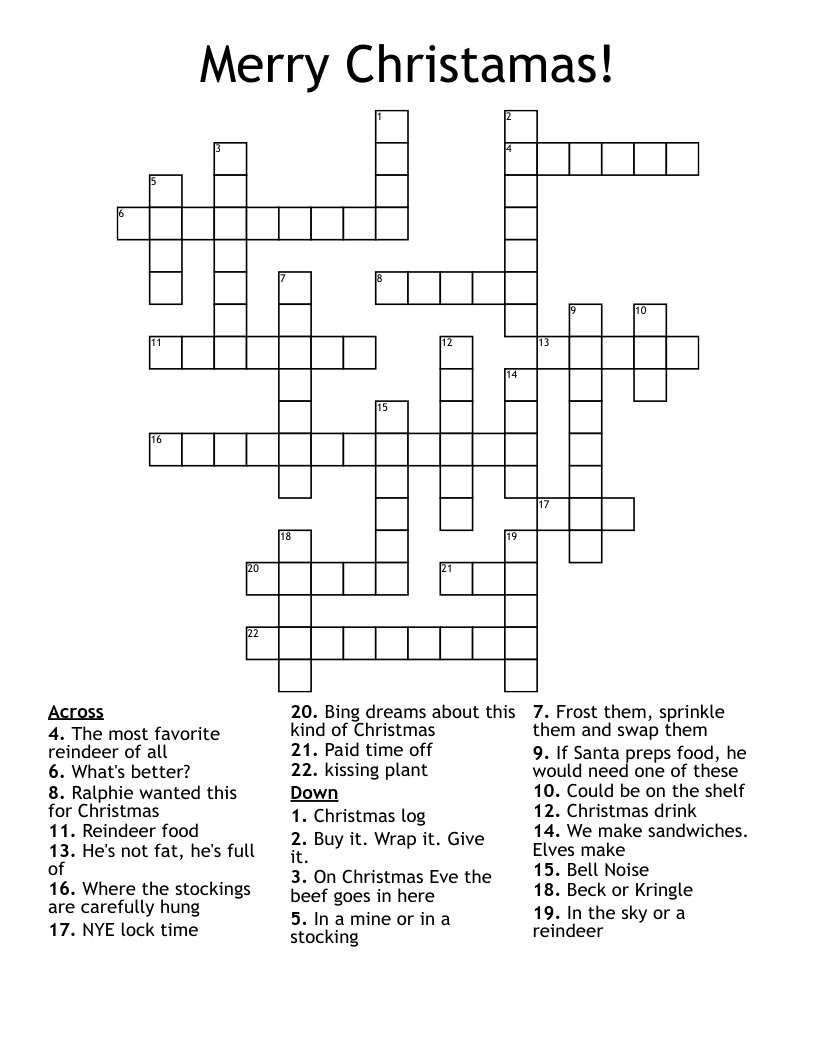 Merry Christamas! Crossword - WordMint
