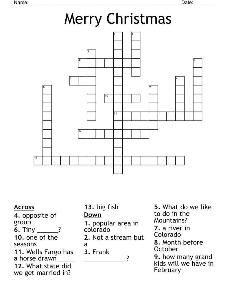 Merry Christmas Crossword - WordMint