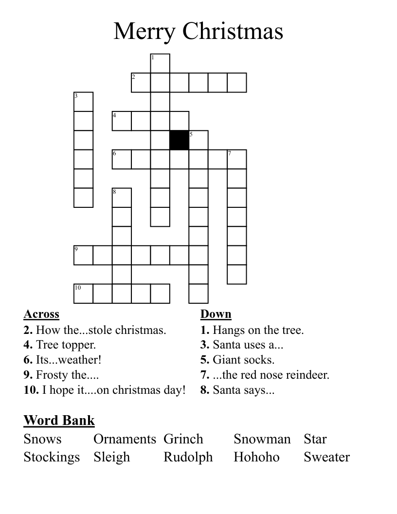 Merry Christmas Crossword - WordMint