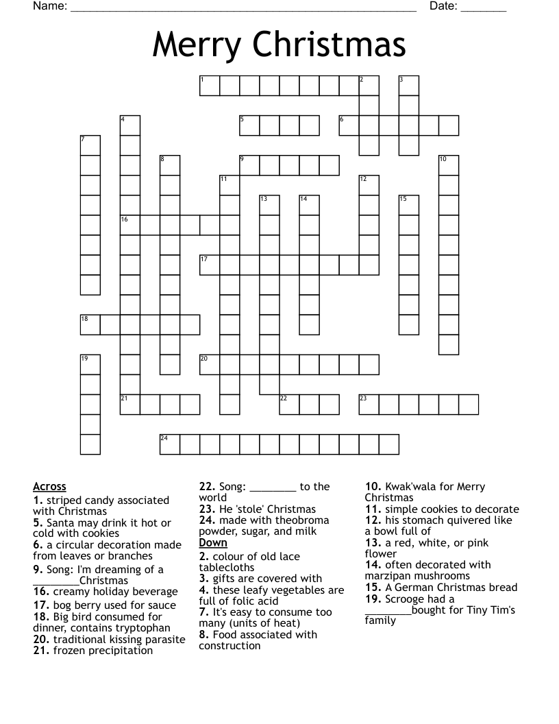 Merry Christmas Crossword - WordMint