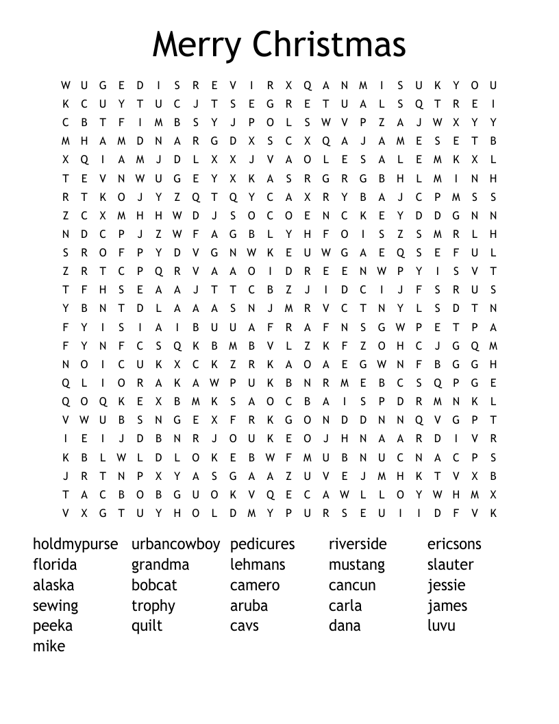 Merry Christmas Word Search - WordMint