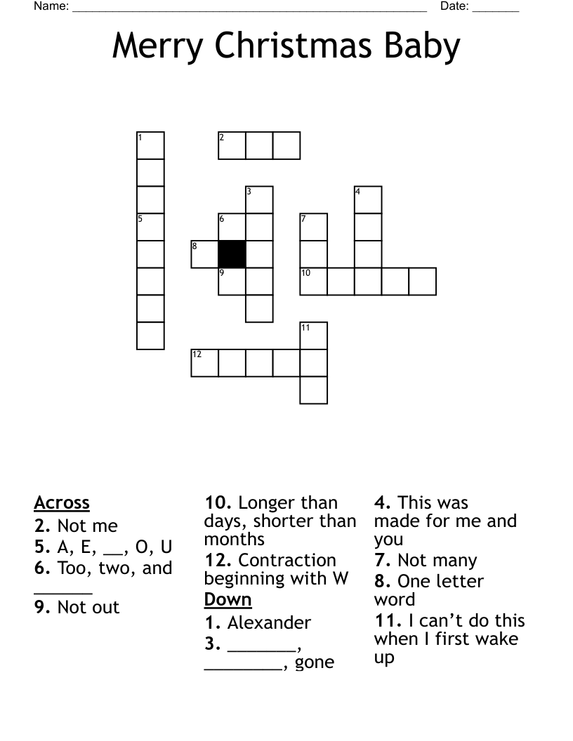 Merry Christmas Baby Crossword - WordMint