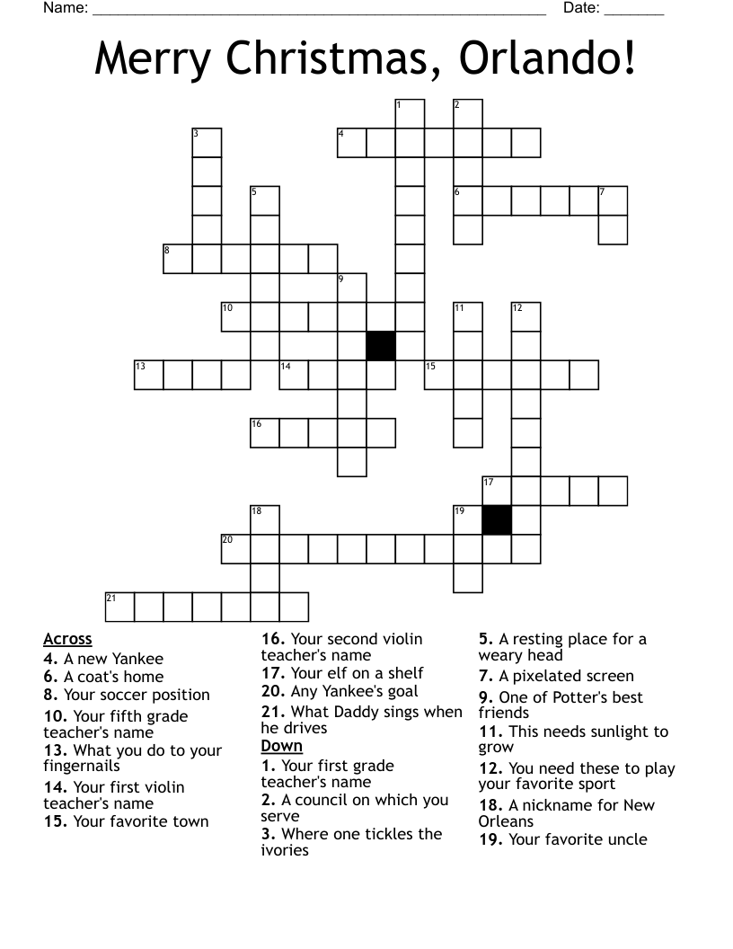Merry Christmas, Orlando! Crossword - WordMint