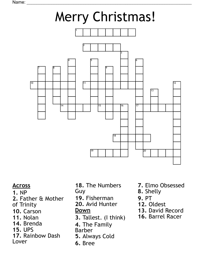 Merry Christmas! Crossword - WordMint