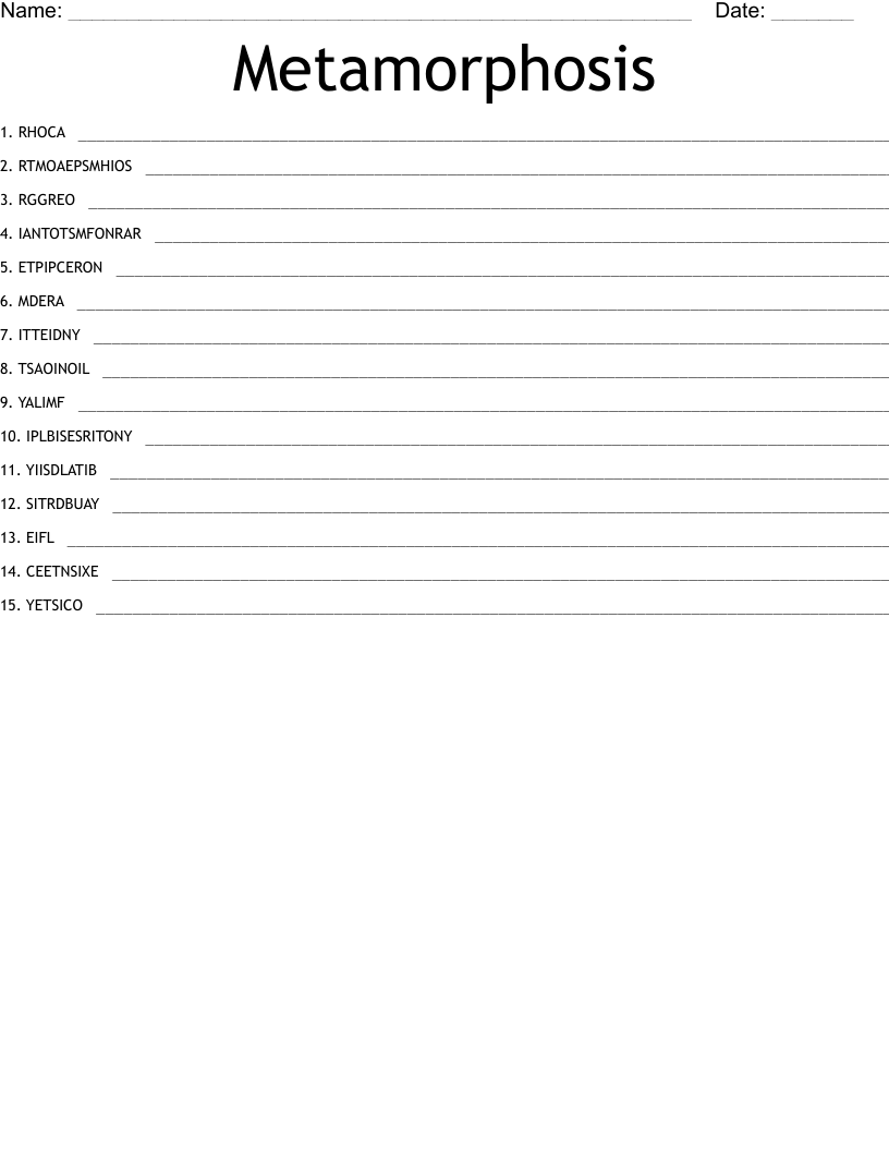 Metamorphosis Word Scramble - WordMint