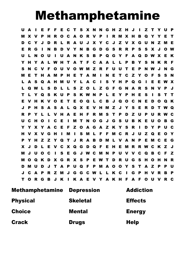 Methamphetamine Word Search - WordMint