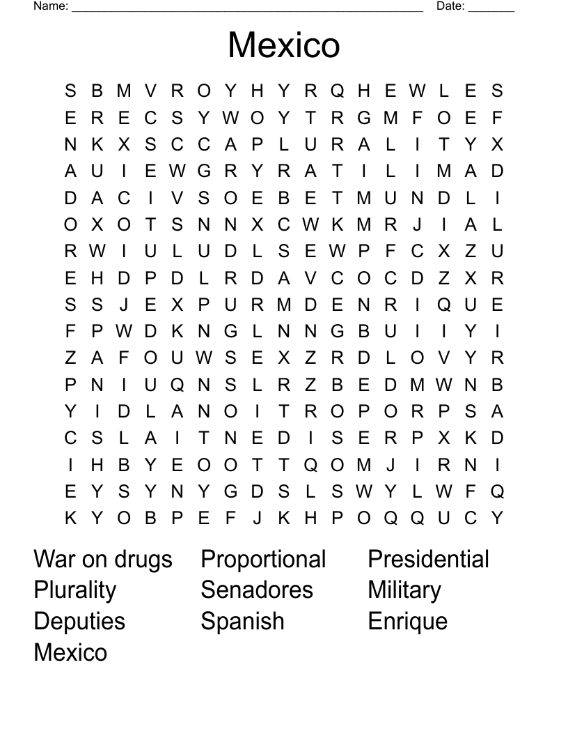 Mexico Word Search - WordMint