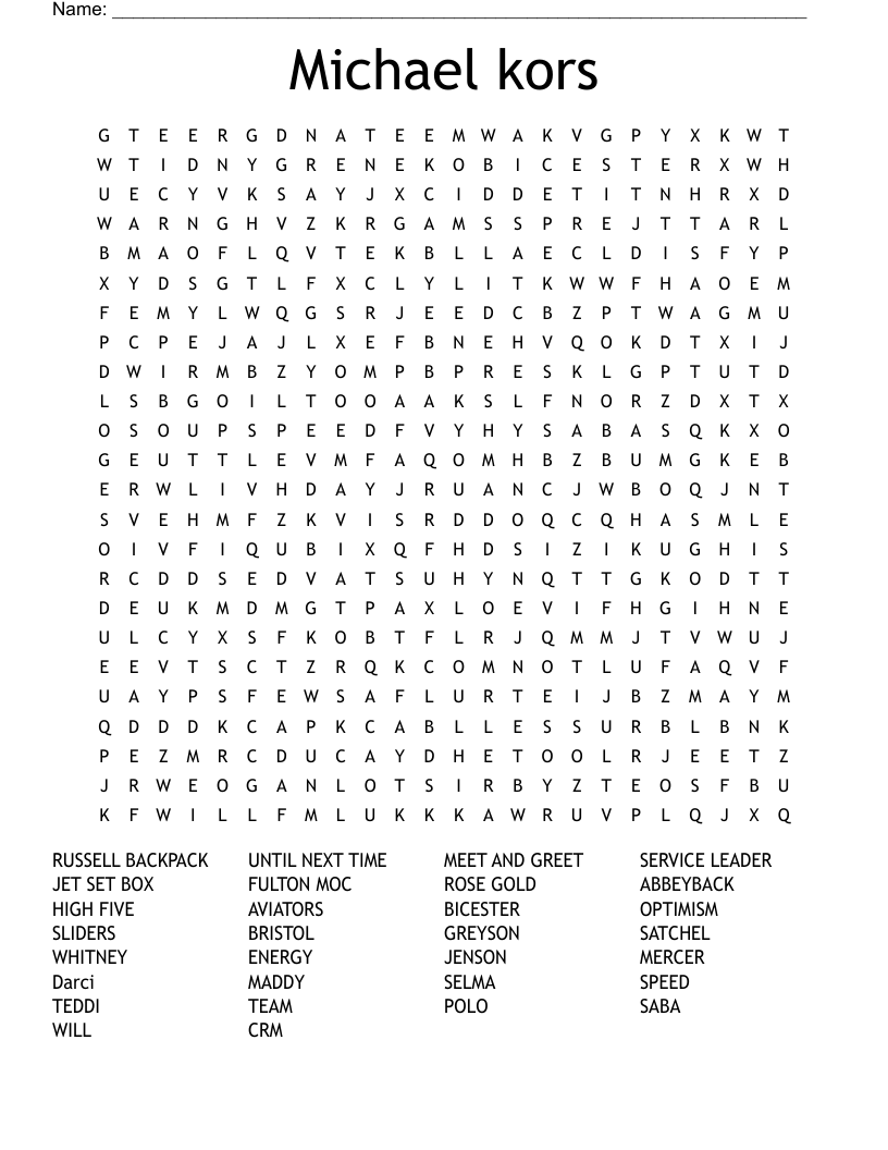 Michael kors Word Search - WordMint