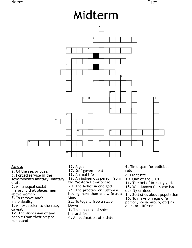 Midterm Crossword - WordMint