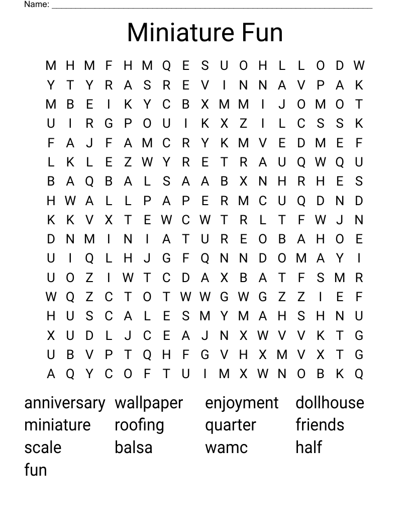 Miniature Fun Word Search - WordMint