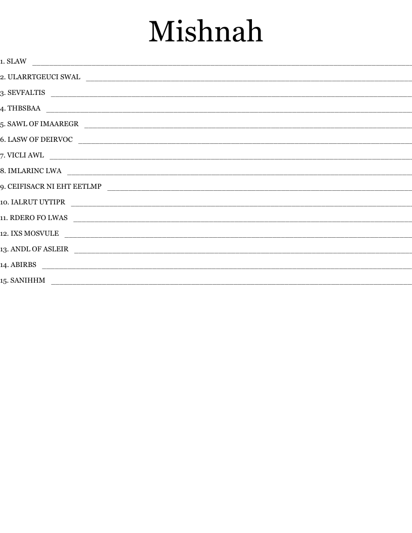 Mishnah Word Scramble - WordMint