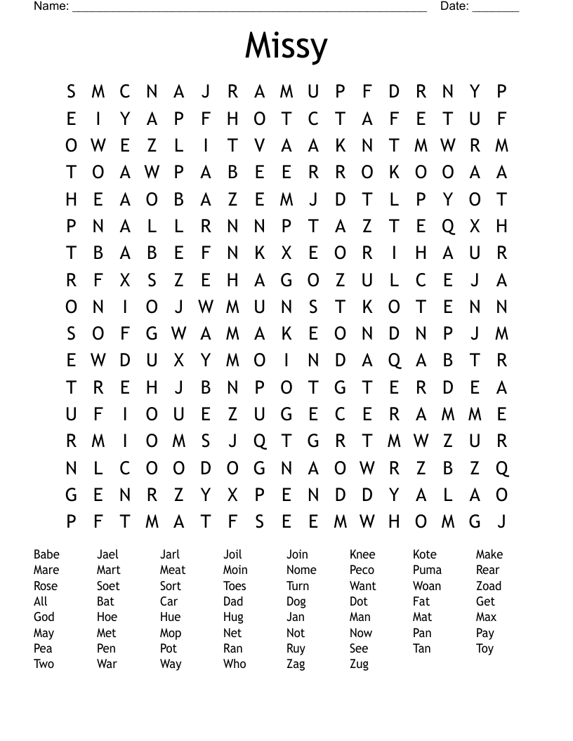 Missy Word Search - WordMint