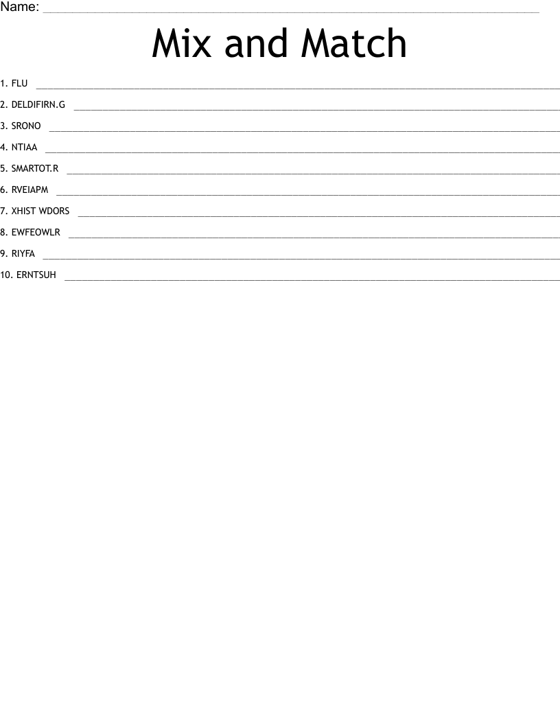 Mix and Match Word Scramble - WordMint