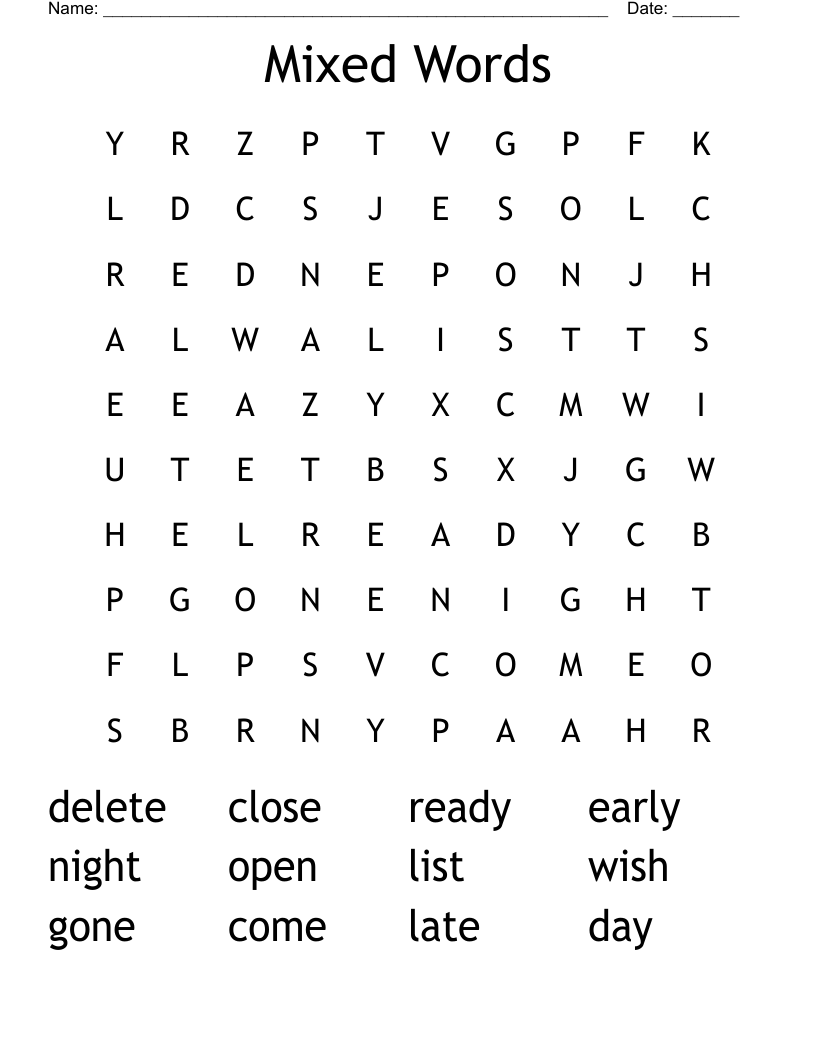 Mixed Words Word Search WordMint