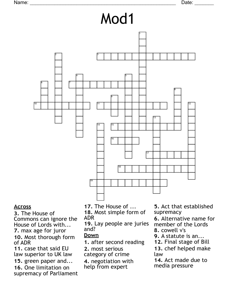 Mod1 Crossword - WordMint