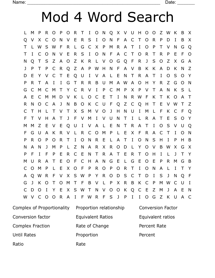 Mod 4 Word Search - WordMint