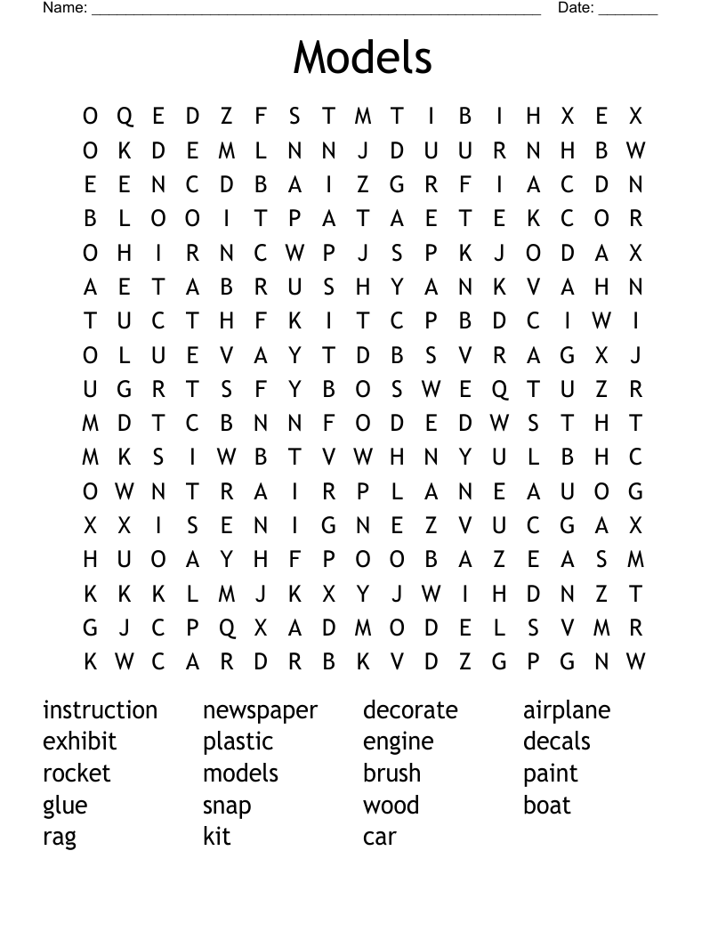 Models Word Search - WordMint