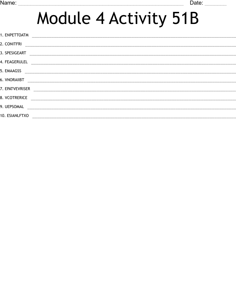 Module 4 Activity 51B Word Scramble - WordMint