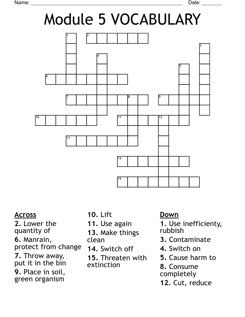Module 5 VOCABULARY Crossword - WordMint