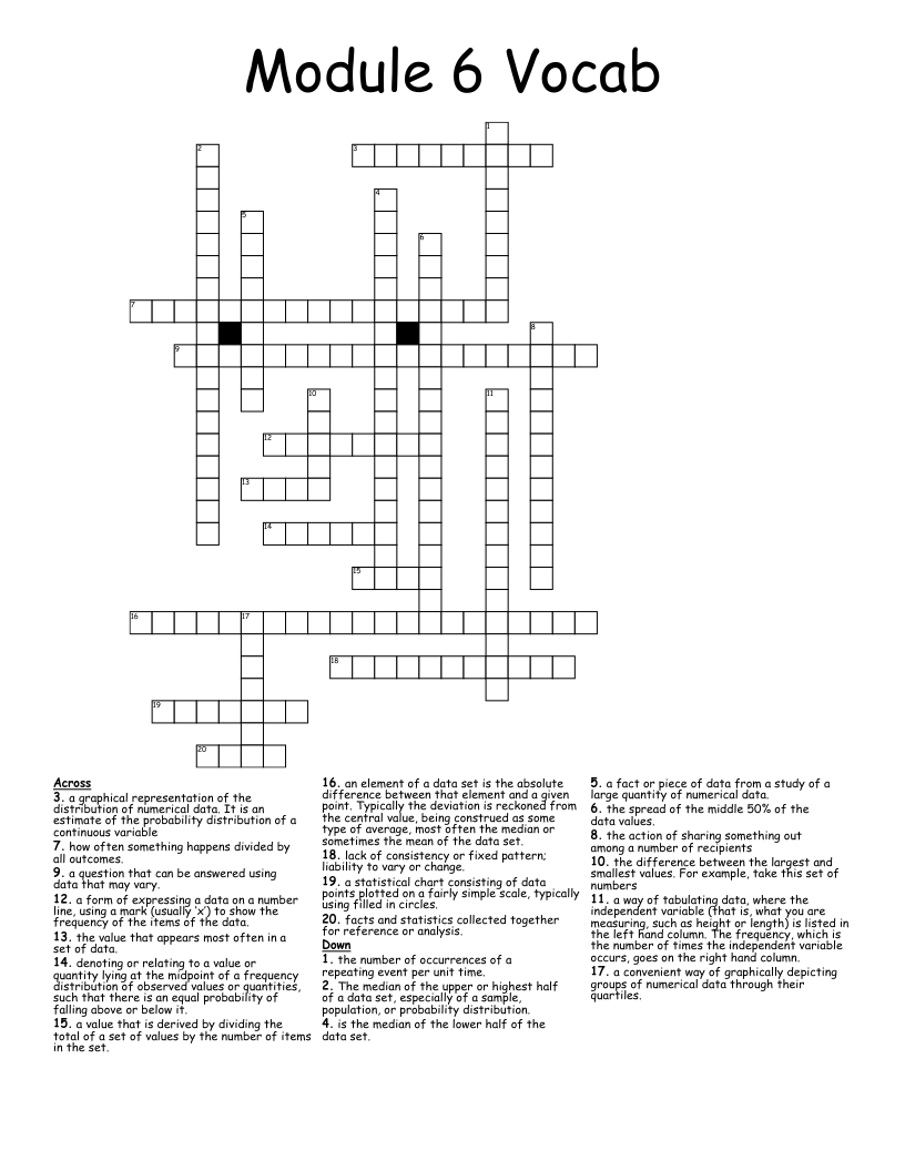 Mean Median Mode Crossword WordMint