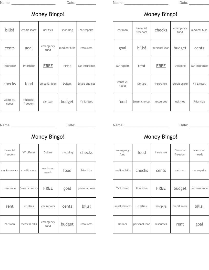 Money Bingo! - WordMint