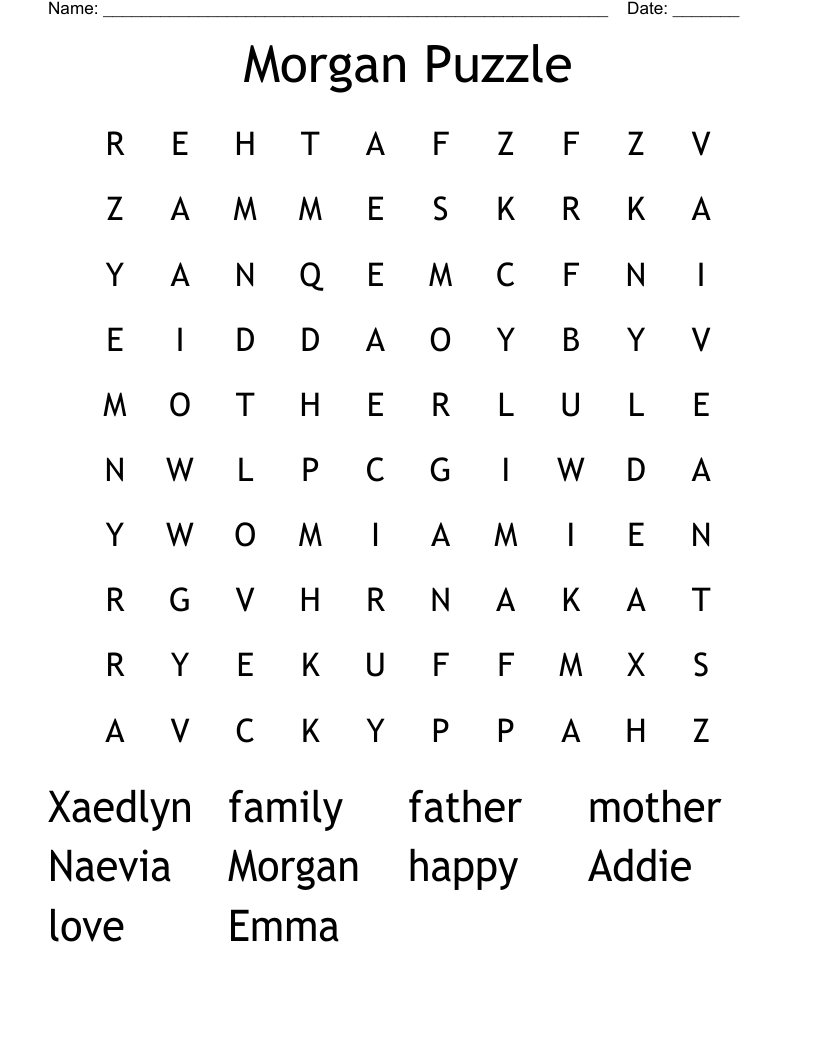 Morgan Puzzle Word Search - WordMint